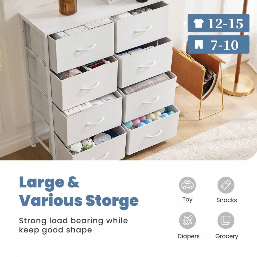 Sweetcrispy Tall Dresser with 8 Fabric Drawers Organizer Units, Chest ...
