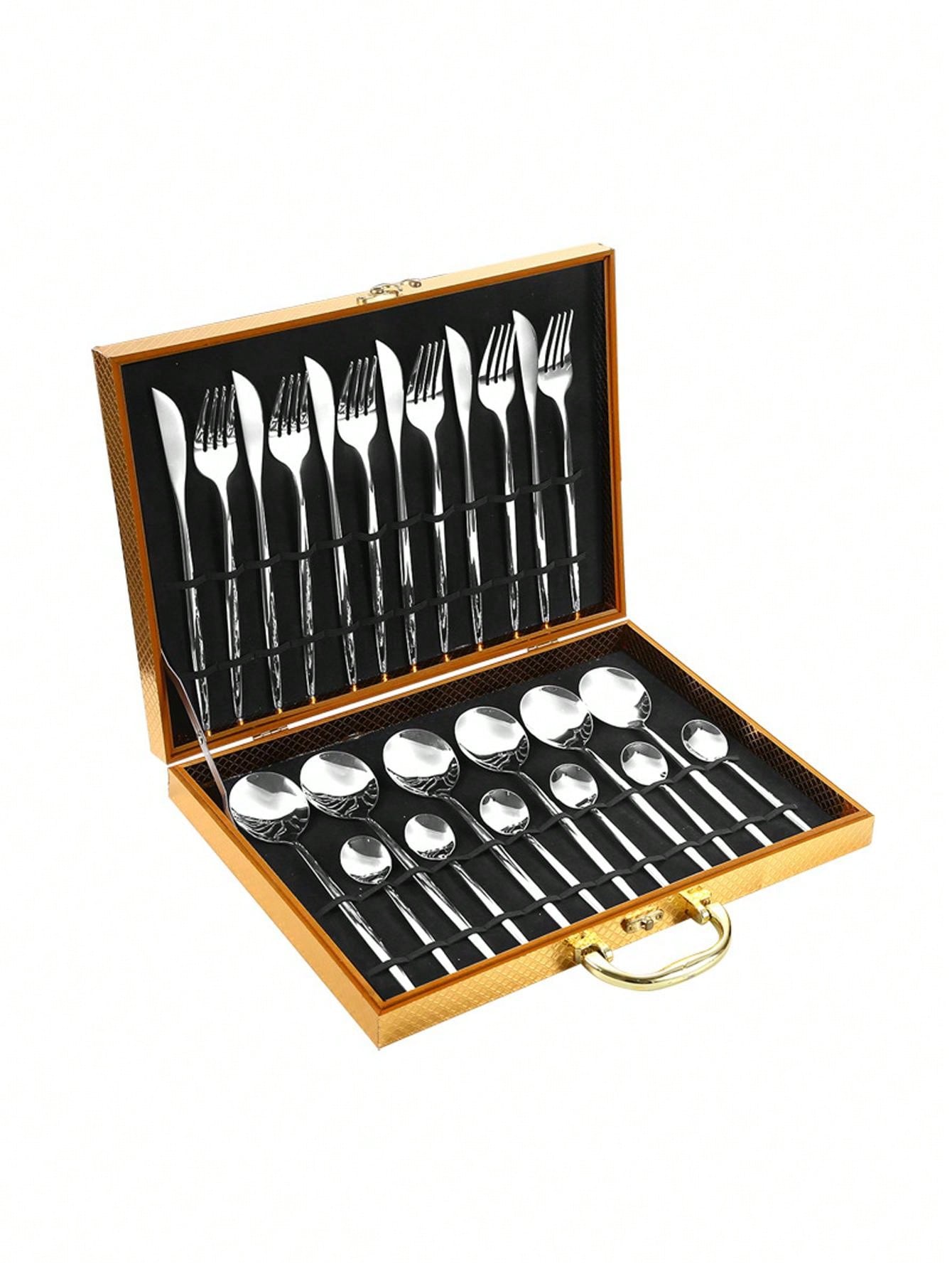 24pcs Natural Color Cutlery Set, Gift Box Packaging | SHEIN USA