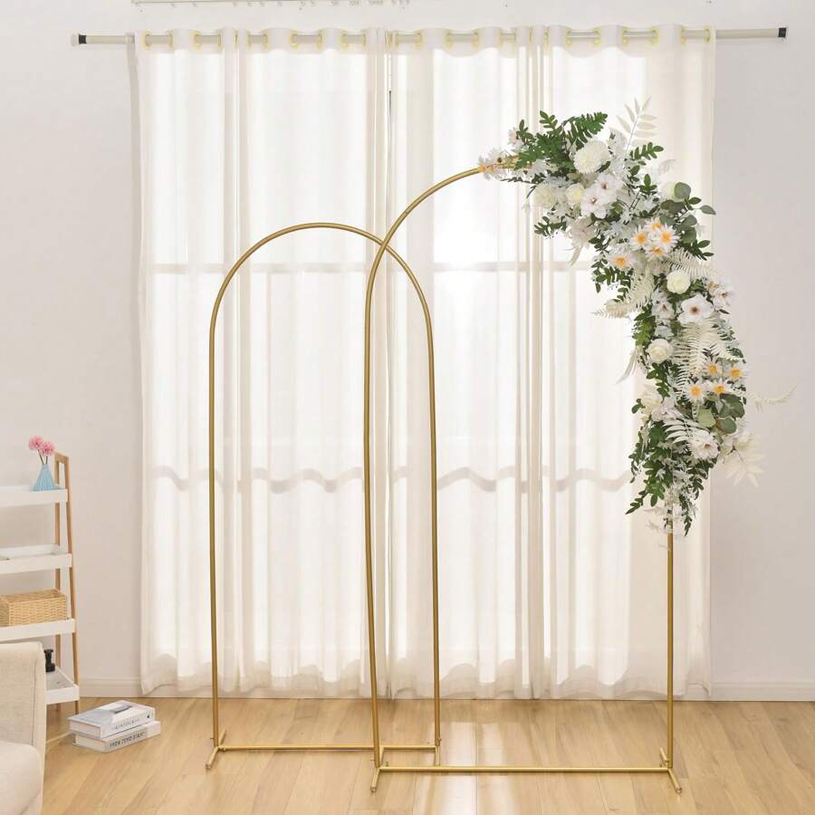 2 PCS Gold Wedding Arch Stand Metal Wedding Arch Backdrop Stand For ...