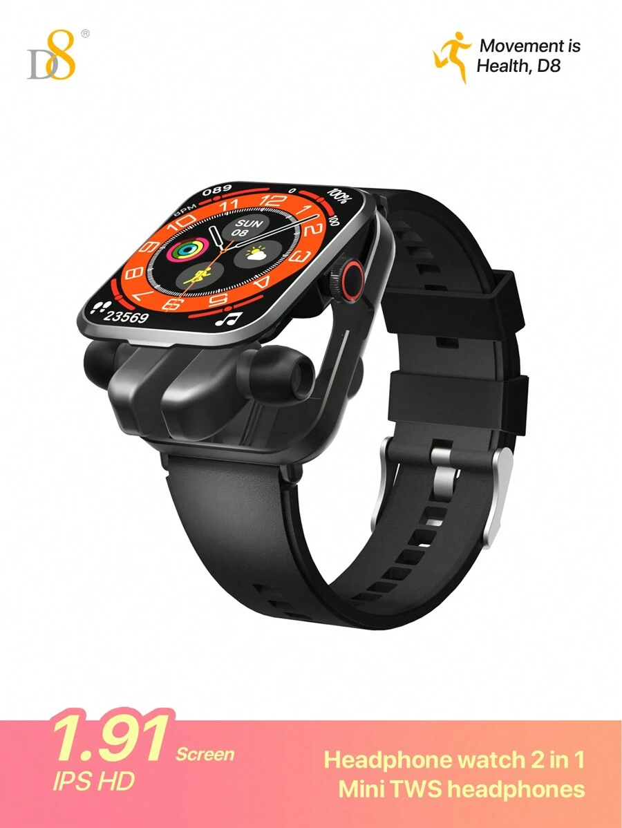 D8 Relógio Inteligente D8 com Earbuds, Rastreador de Fitness para Telefones IOS/Android com ...