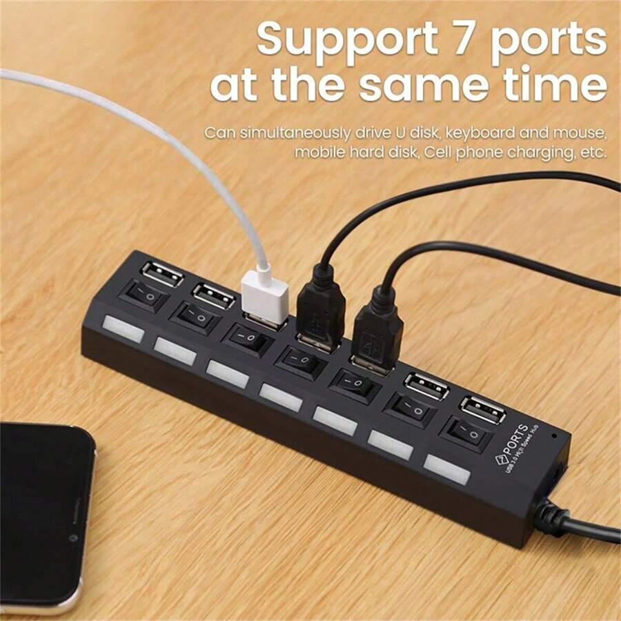 4 IN 1 USB HUB,7 IN 1 USB 2.0 HUBS,USB Connectivity With 7-Port USB 2.0 HUB , LED Power ...
