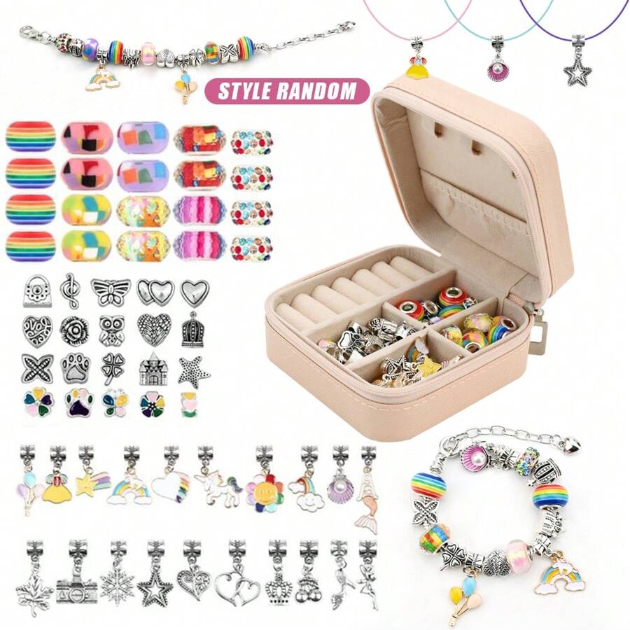 68 PCS Girls Charm Bracelet Making Kit, Jewellery Making Kit with Box ...