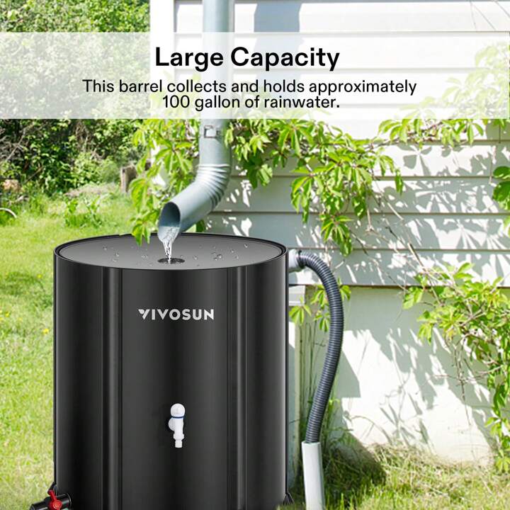 VIVOSUN Collapsible Rain Barrel, 100 Gallon Water Storage Tank with ...