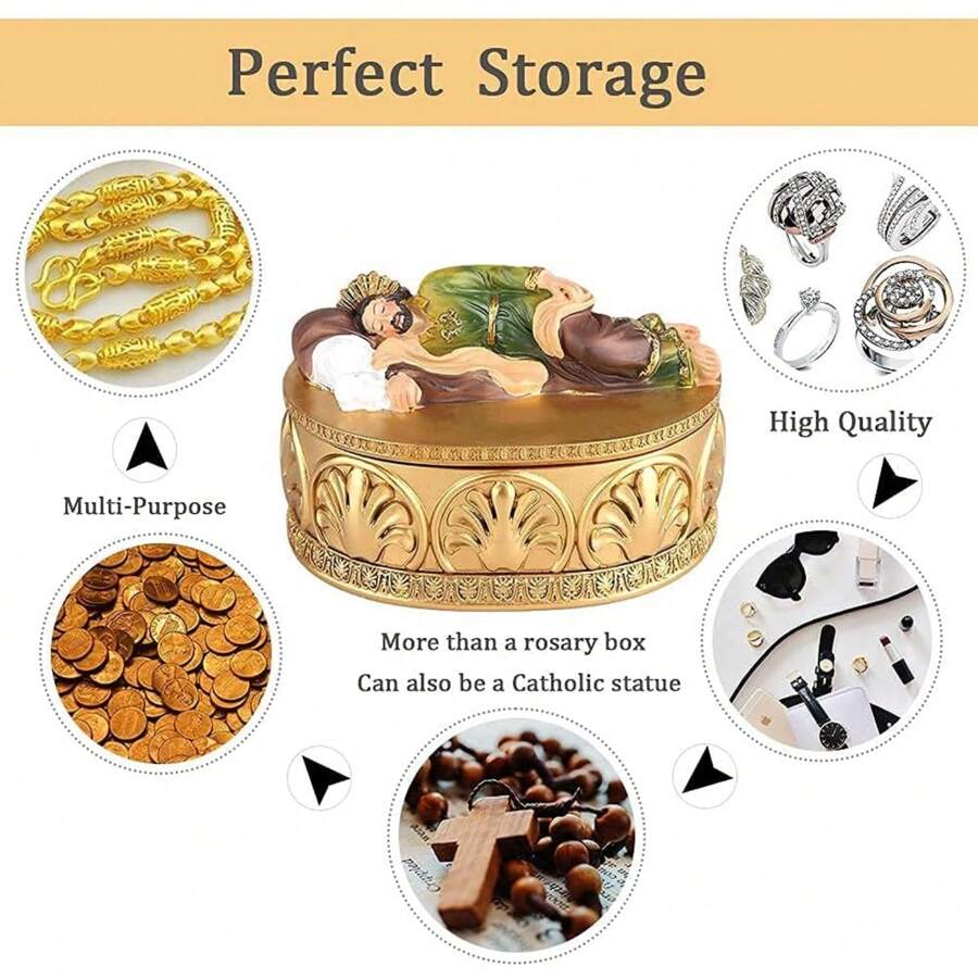 Statue Box, Sleeping St Joseph Statue Decorative Box, Catholic Gift ...