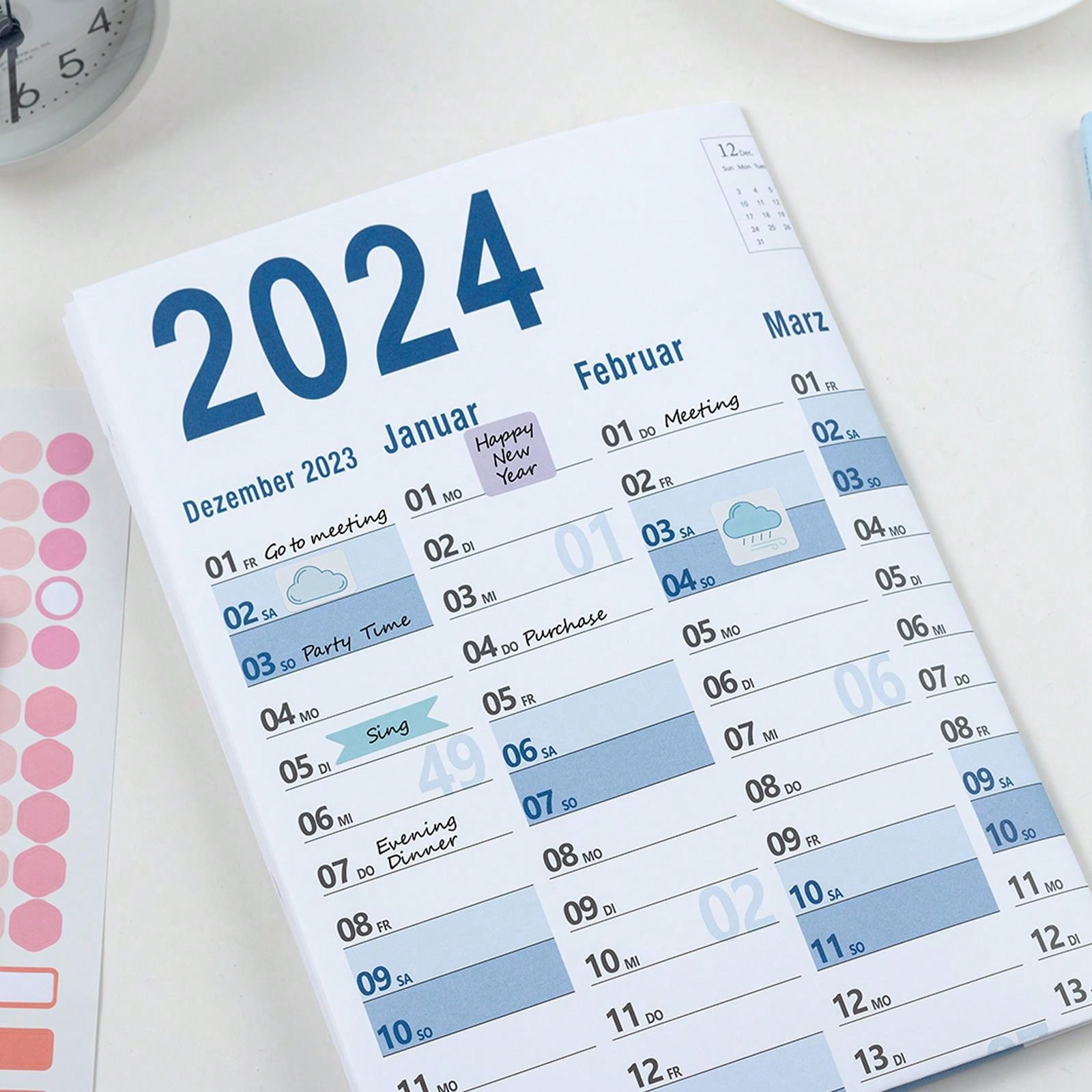 2024 Wall Planner Calendar, 52.5x74.2cm, Full Year View Runs from ...