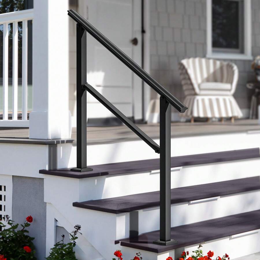 Homnibu Handrails For Outdoor Steps, 4-5 Step Stair Railing Outdoor 63. ...