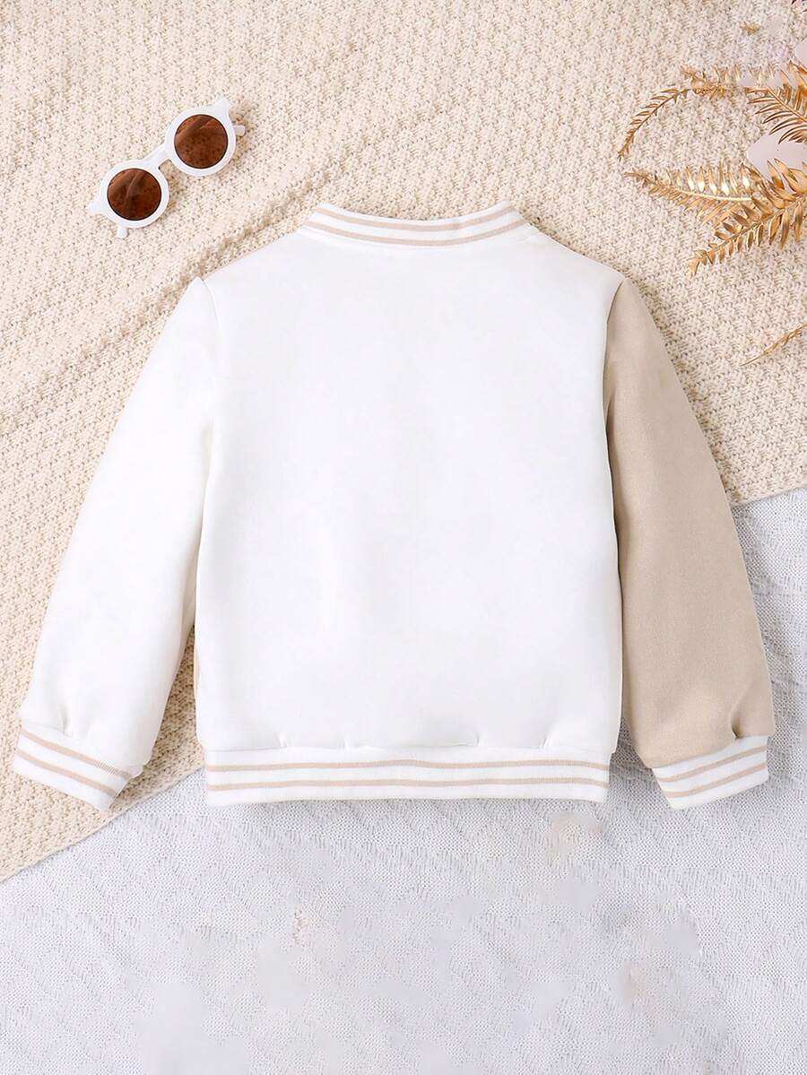 Kids Baseball Jacket For Boys Featuring Letter, Little Bear Embroidery ...