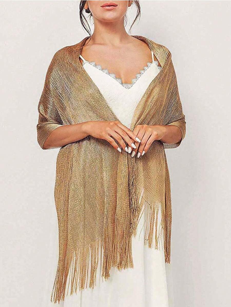 Boho 1pc Women's Golden Sparkly Shrug For Formal Occasions Like Prom ...