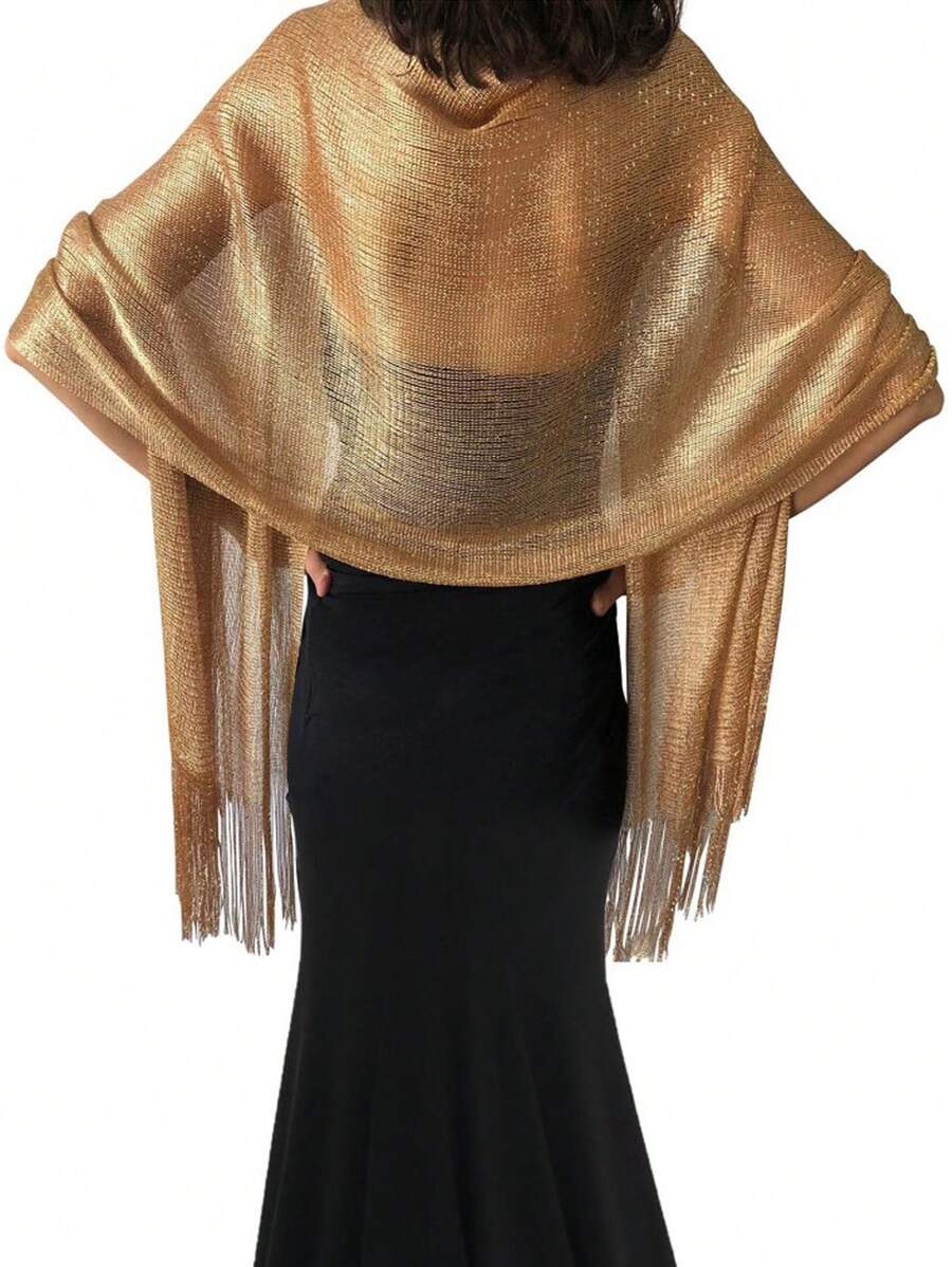 Boho 1pc Women's Golden Sparkly Shrug For Formal Occasions Like Prom ...