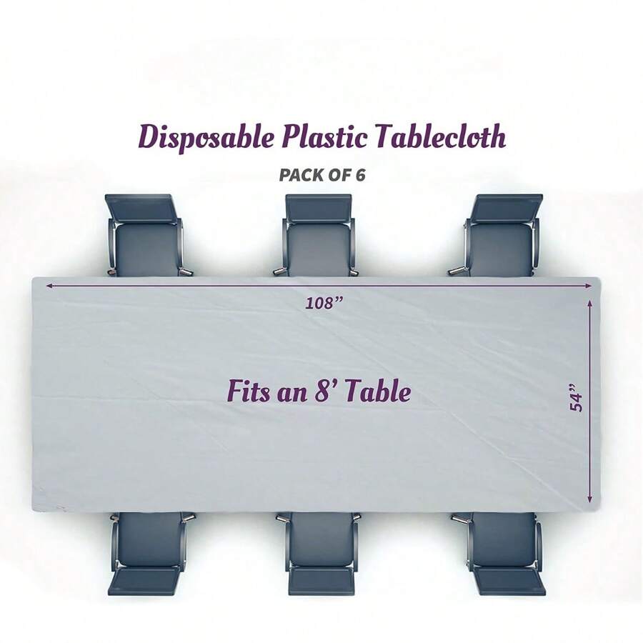 Beige 6 Pack Premium Disposable Plastic Tablecloth 54 Inch. x 108 Inch ...