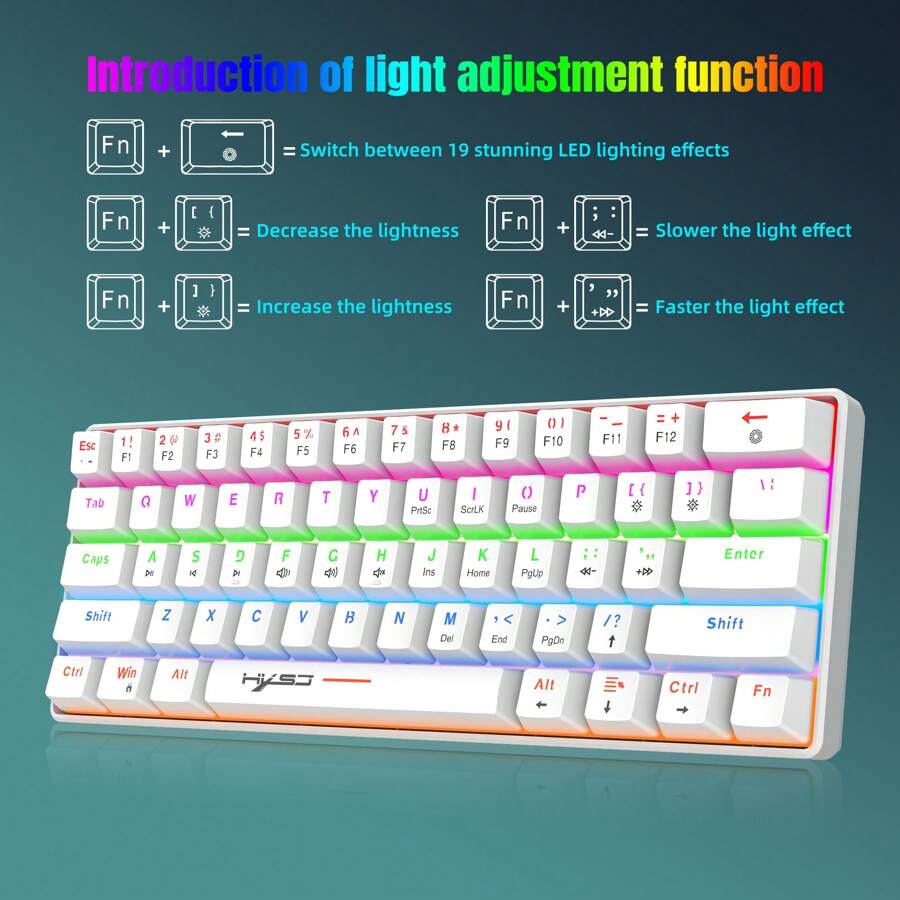 HXSJ 60% Mechanical Keyboard, Gaming Keyboard With Blue Switches RGB ...