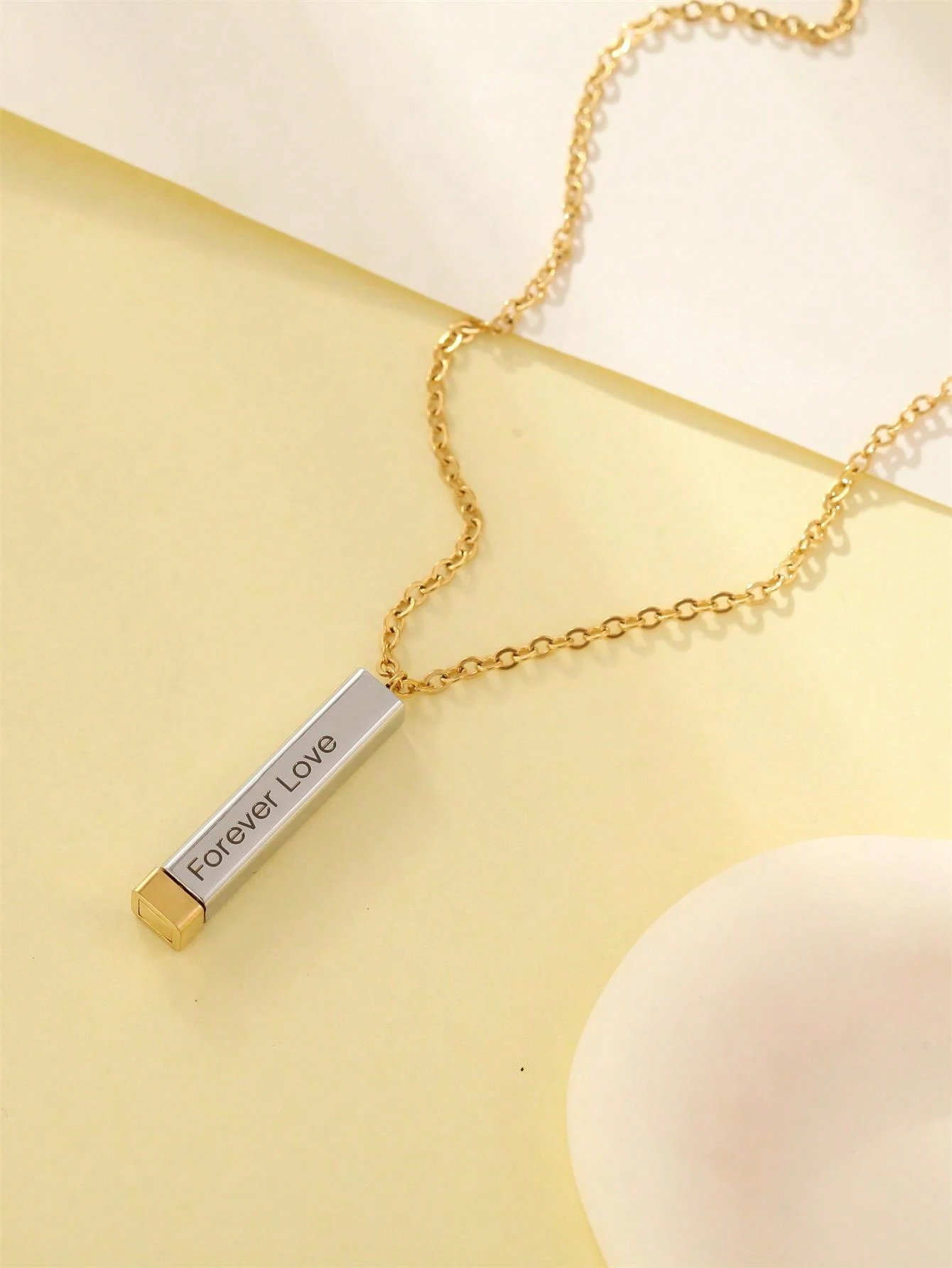 Customizable Double Layered Four-sided Pillar Pendant Necklace With ...