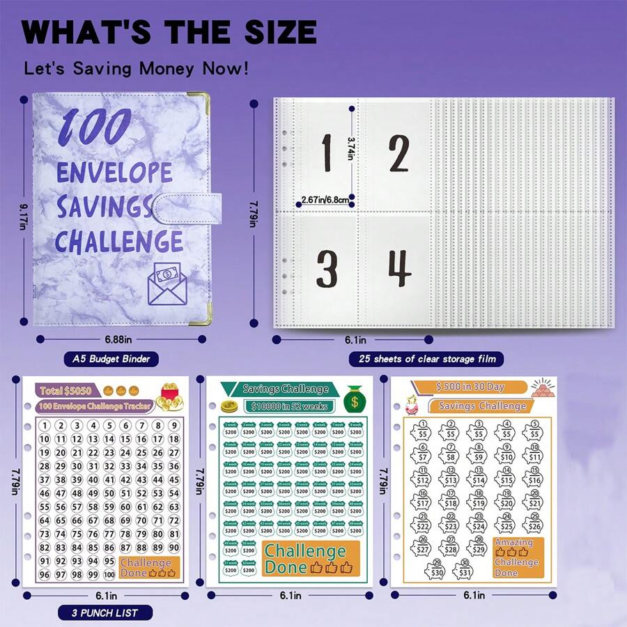 100 Envelope Challenge Binder, Simple And Fun Way To Save $5,050 ... 100 Envelope Challenge Binder, Simple And Fun Way To Save $5,050 ...