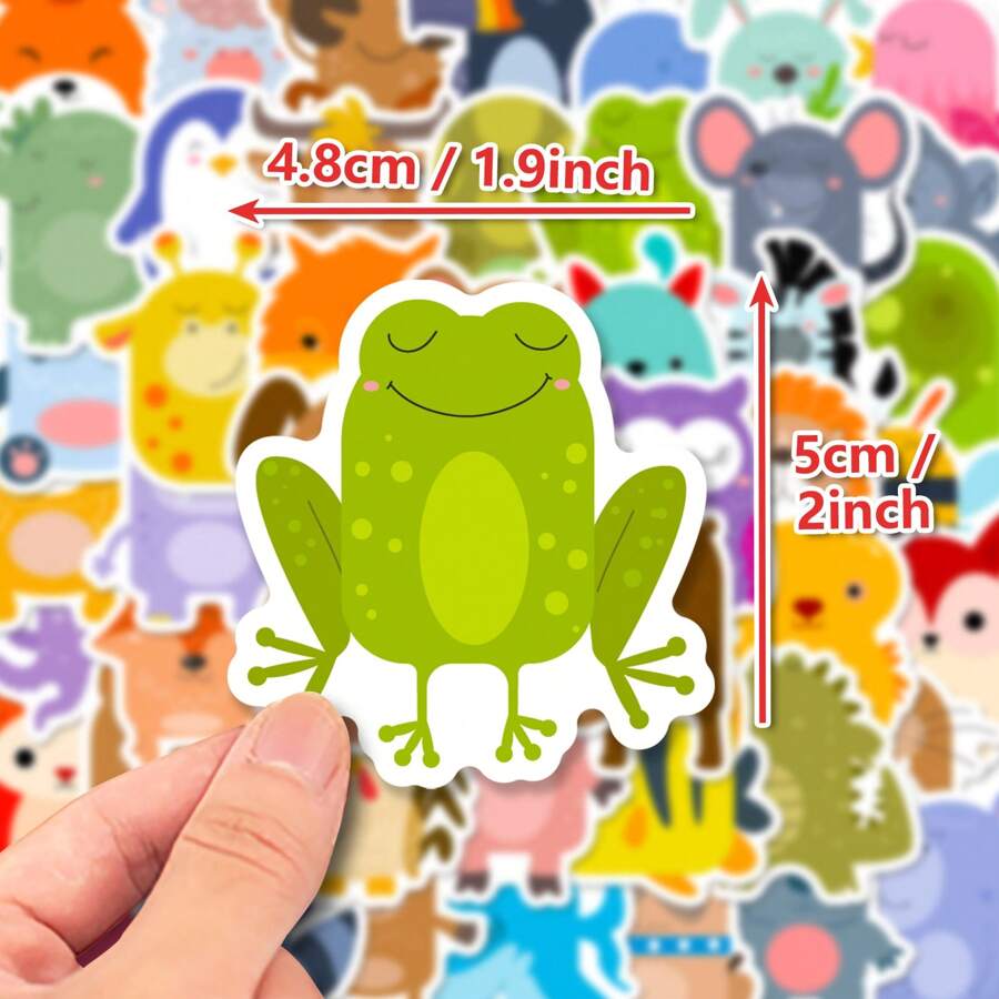 100pcs Funny Animal Stickers, Creative Cartoon Animal Vinyl Waterproof ...