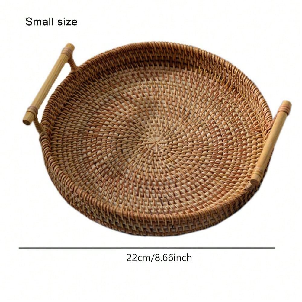 Real Natural Rattan Handmade Basket For Storage Use, Woven Round Wicker ...
