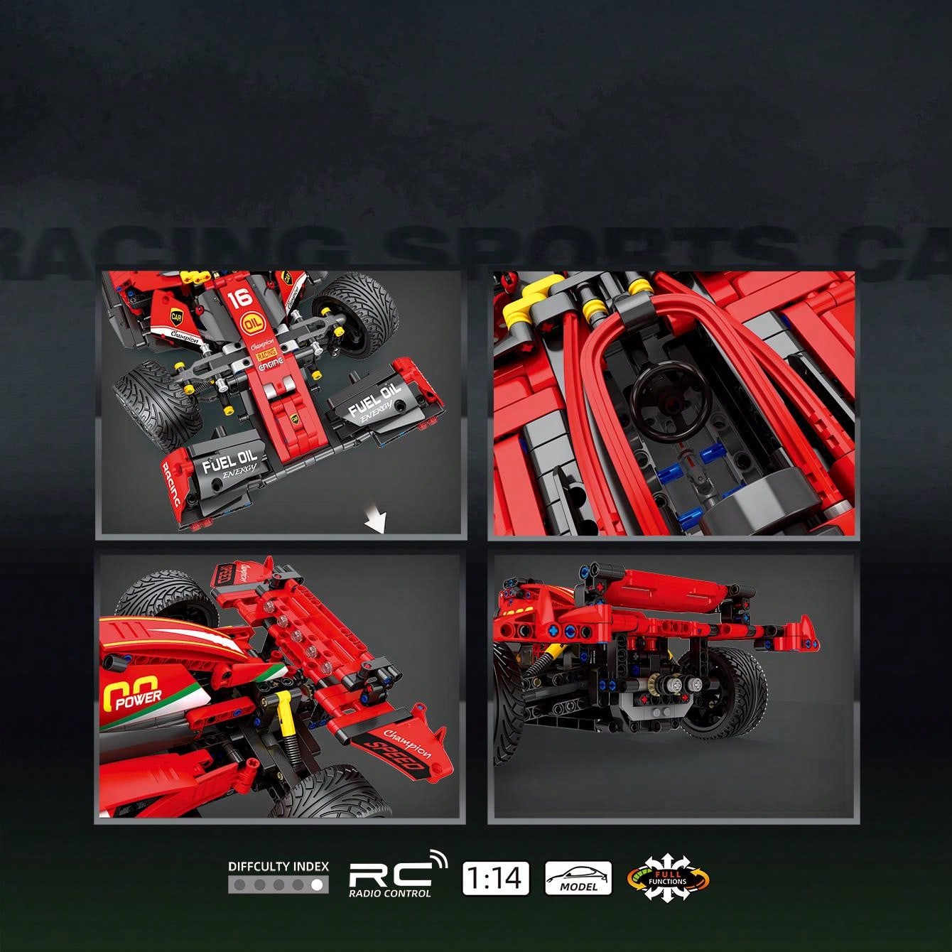 Moc Adult F1 Formula Racing Car 1:10 Scale Building Blocks Set, 1952pcs ...