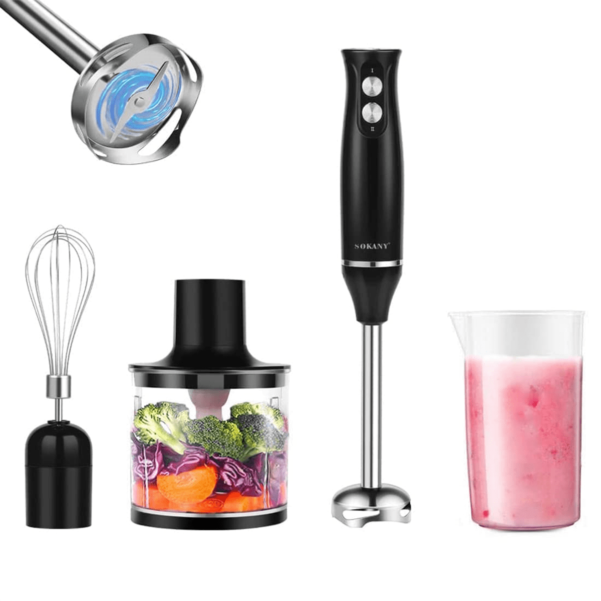 4-In-1 Handheld Blender Set, Including Multi-Function Stick Blender ...