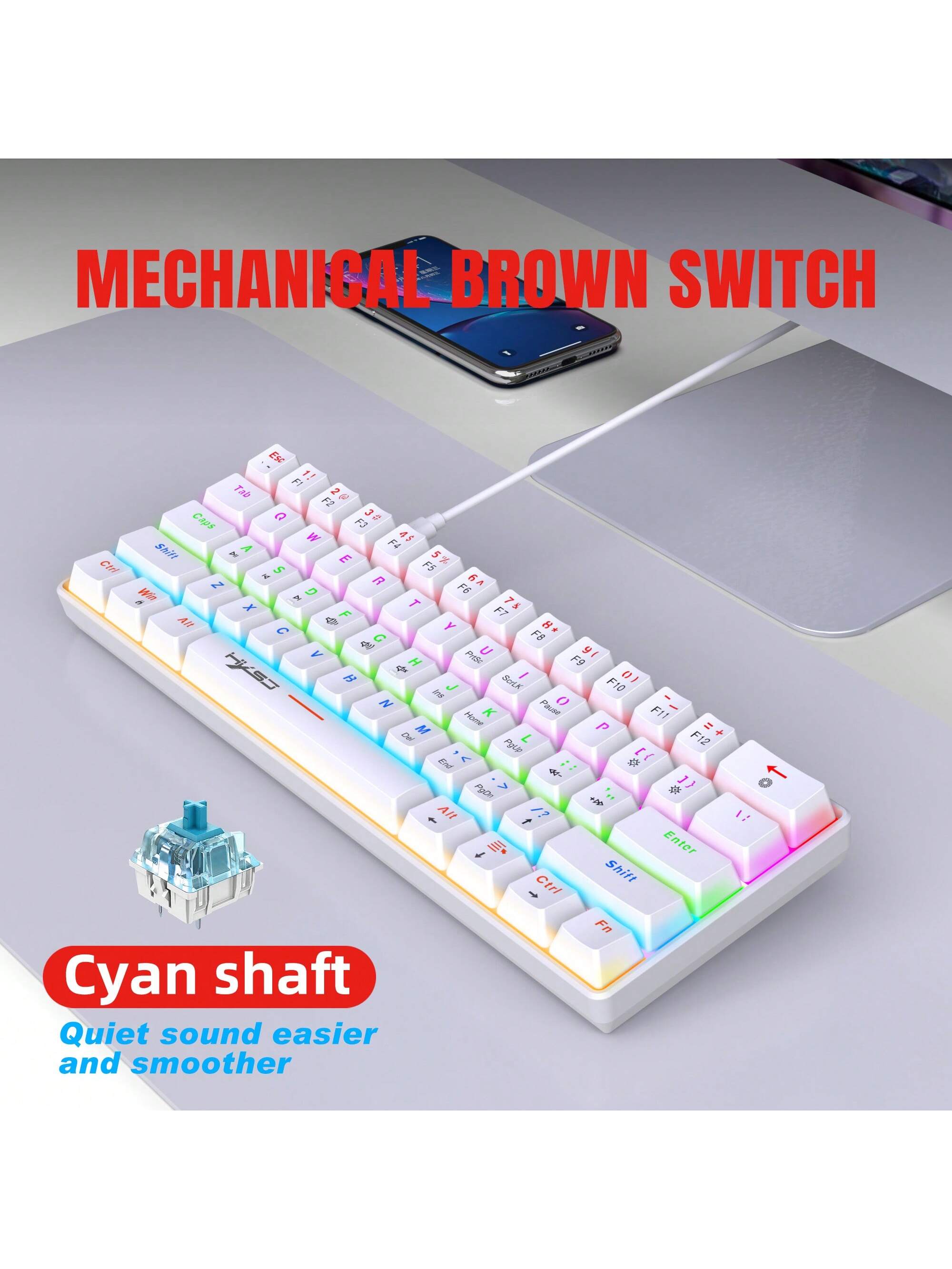 HXSJ 60% Mechanical Keyboard, Gaming Keyboard With Blue Switches RGB ...