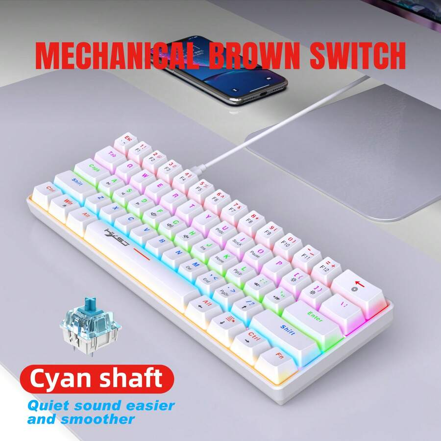 60% Mechanical Keyboard, Gaming Keyboard With Blue Switches RGB Backlit ...