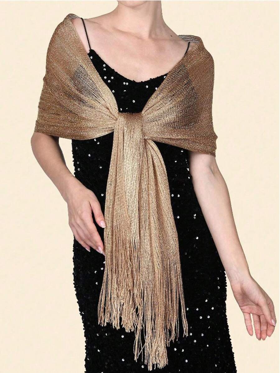 Boho 1pc Women's Golden Sparkly Shrug For Formal Occasions Like Prom ...