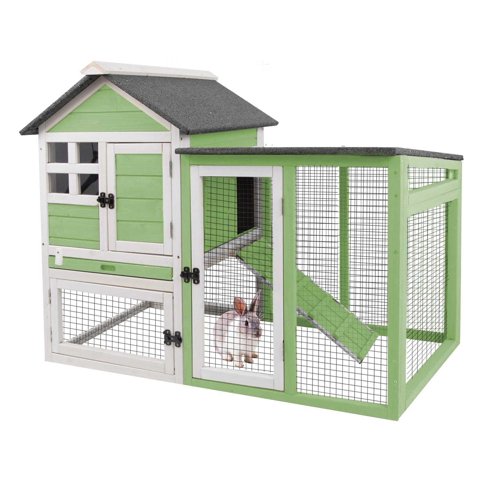 Petscosset 48" L Rabbit Hutch Indoor Outdoor Rabbit Cage with Run, Pull ...