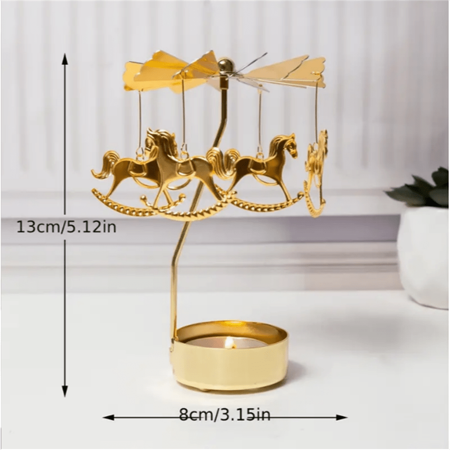 Walking Horse Lantern Carousel Golden Hot Spinning Candle Table ...