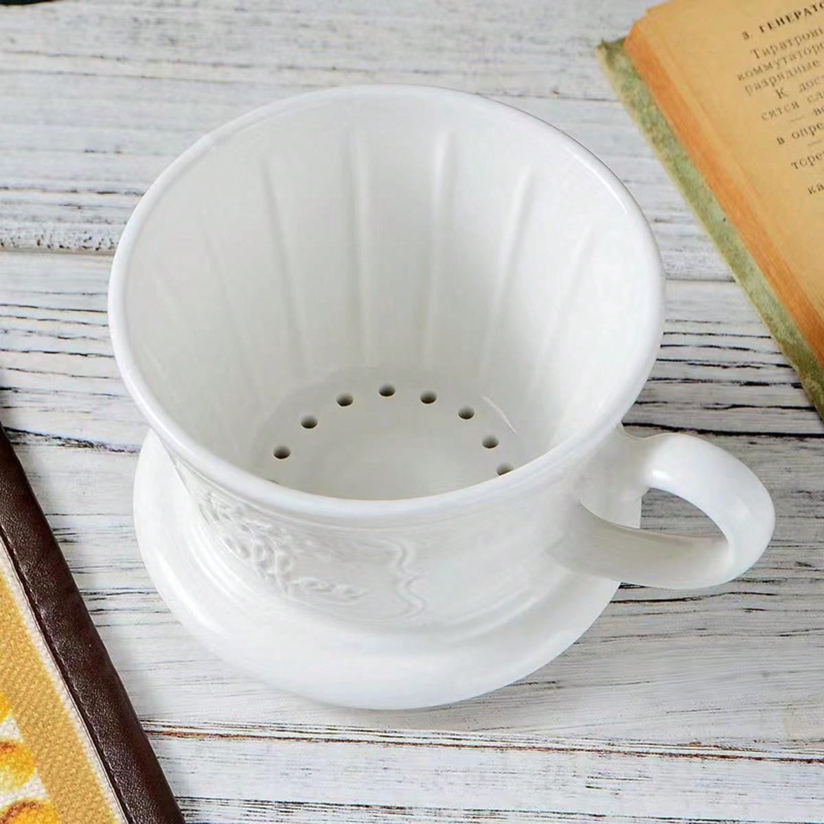 Simple Underglazed Colored Porcelain White Relief Coffee Dripper ...