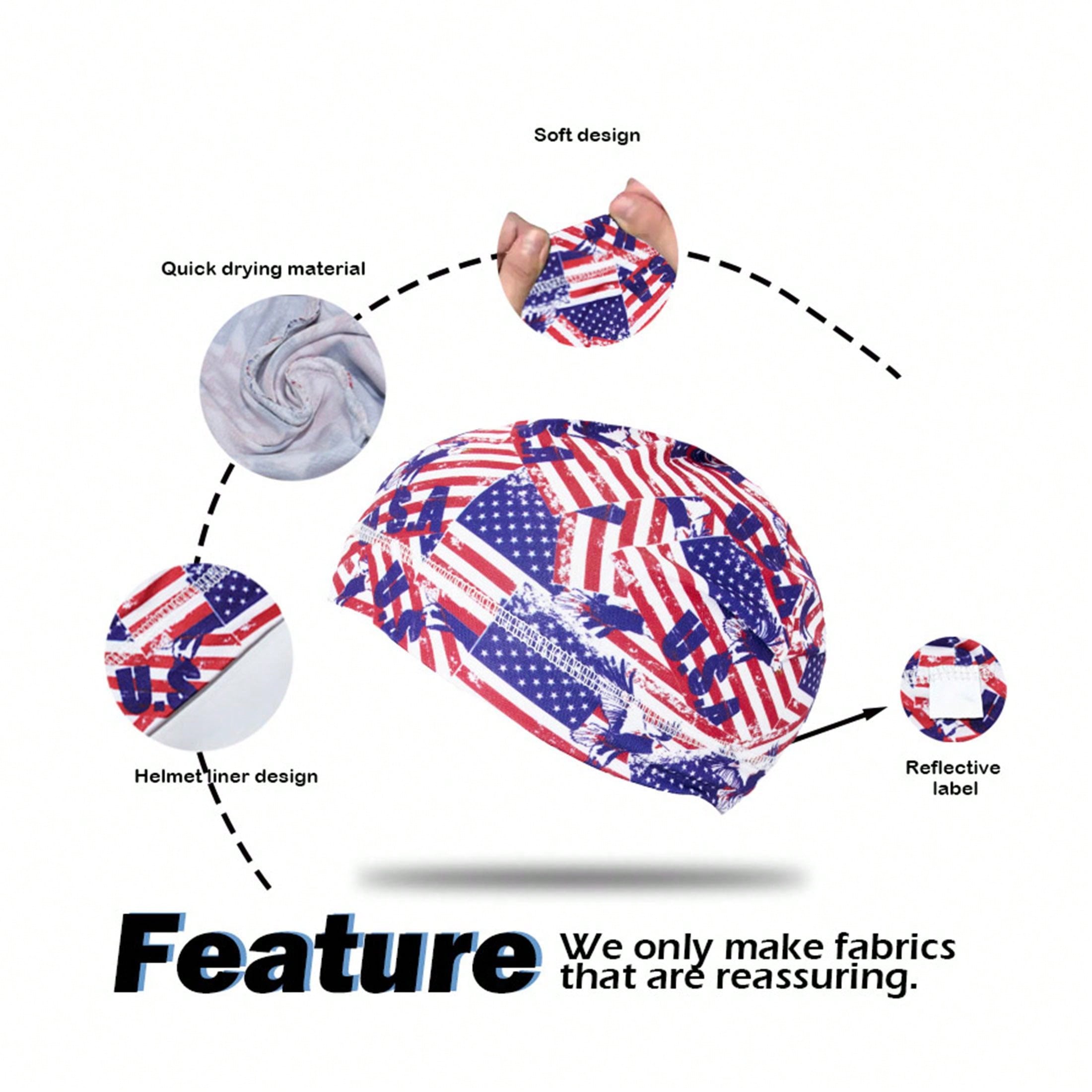 American Flag Sweat Wicking Skull Caps USA Flags Helmet Liner Running ...
