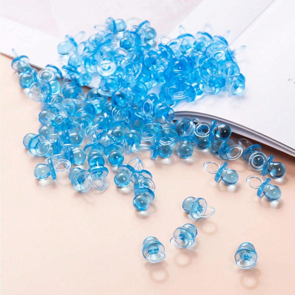 100pcs Blue Mini Pacifiers for Baby Shower Game Plastic Pacifiers for ...