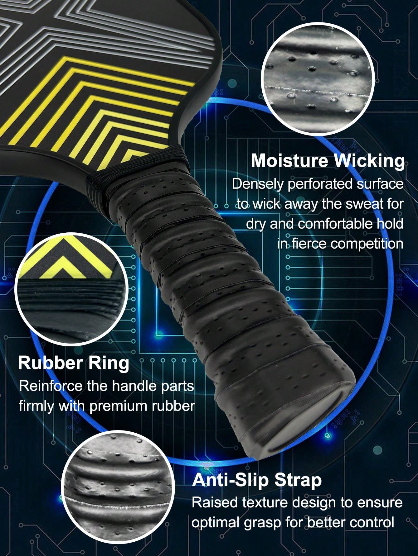 Black Pickleball Paddles, USAPA Approved Fiberglass Surface Pickleball ...