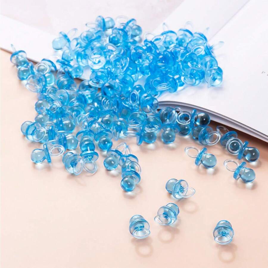 100pcs Blue Mini Pacifiers for Baby Shower Game Plastic Pacifiers for ...