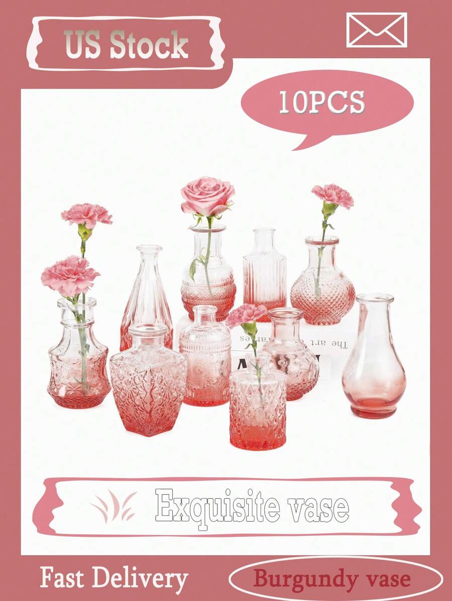 10Pcs Transparent Glass Vase Set,Small Glass Vases for Flowers,Vase for ...