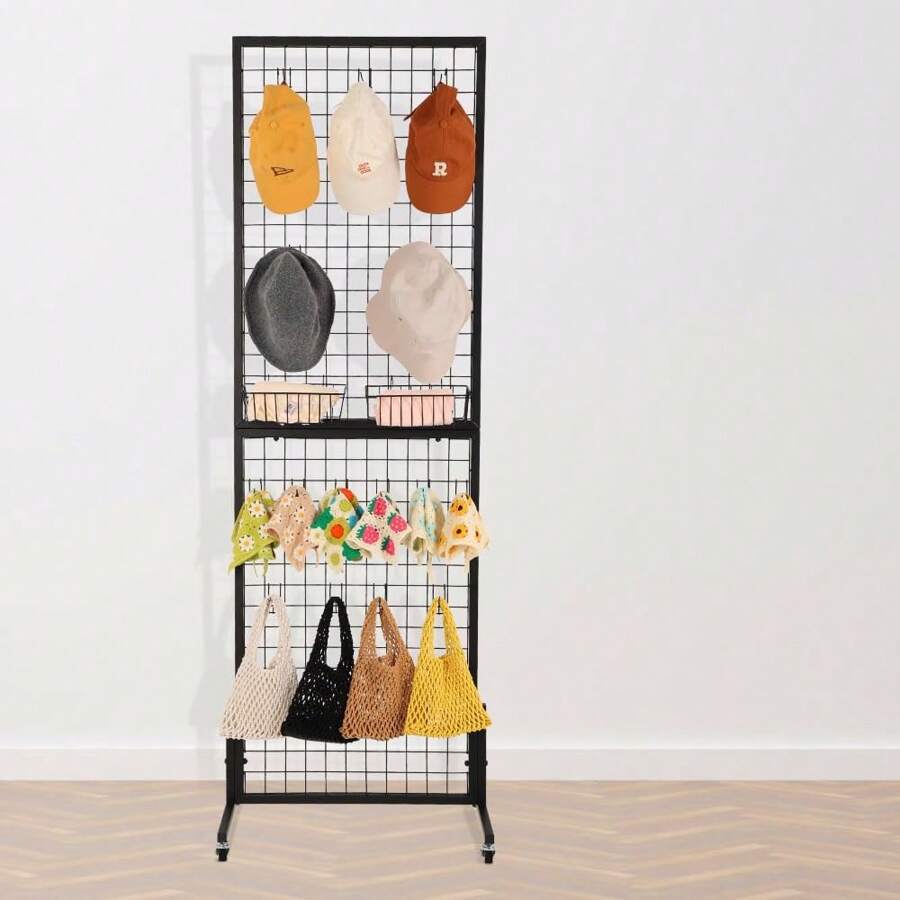 LUCKUP 2' x 6' Grid Wall Panels Standing Wire Grid, Display Rack with T ...