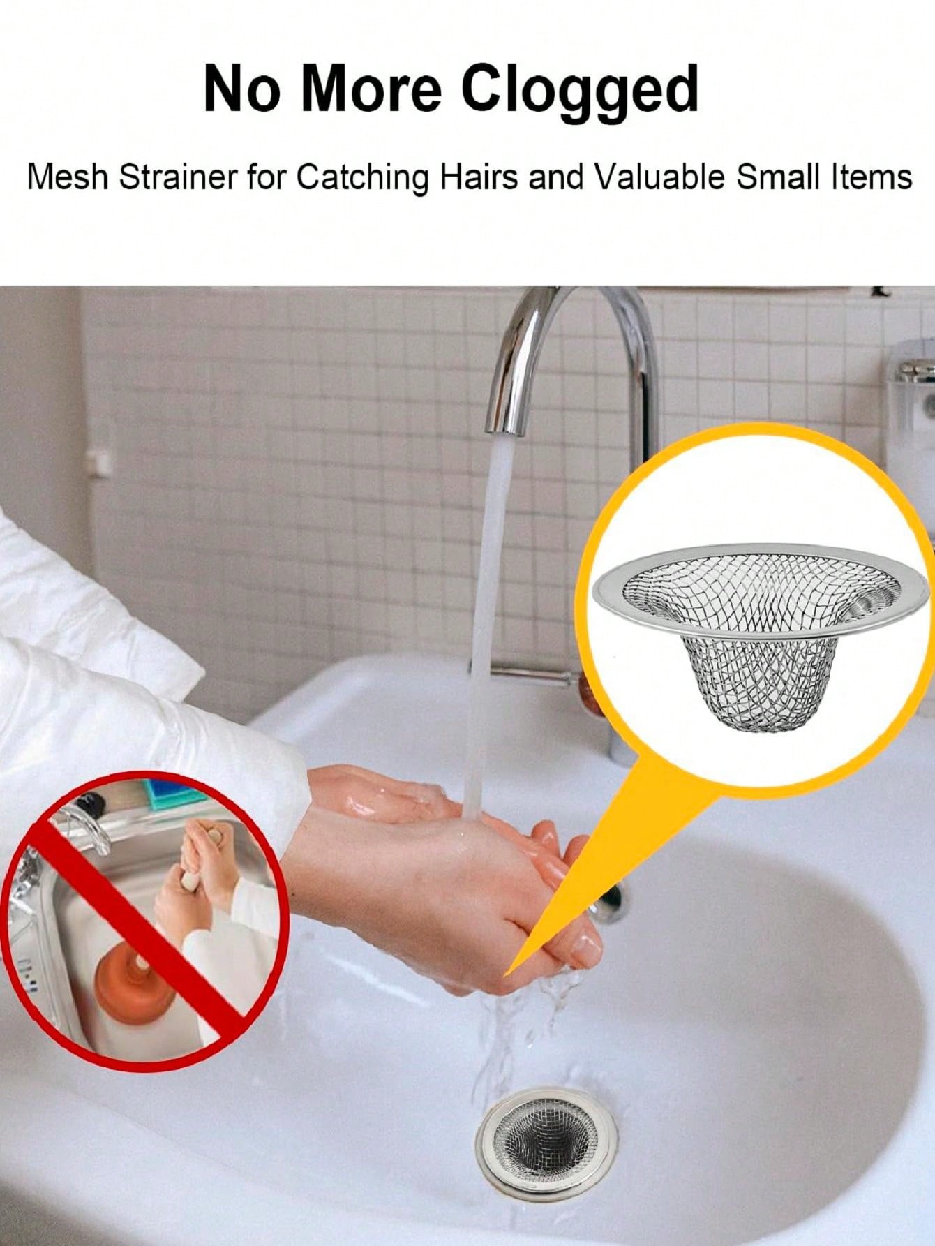 12pcs Tub Mesh Strainer Mesh Bathroom Lavatory Sink Strainer, Stainless ...