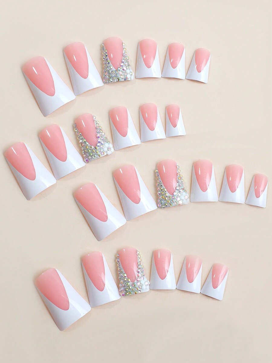 24pcs XXL Long Duck Nail Tips Long Duck Black French Nail Press On ...