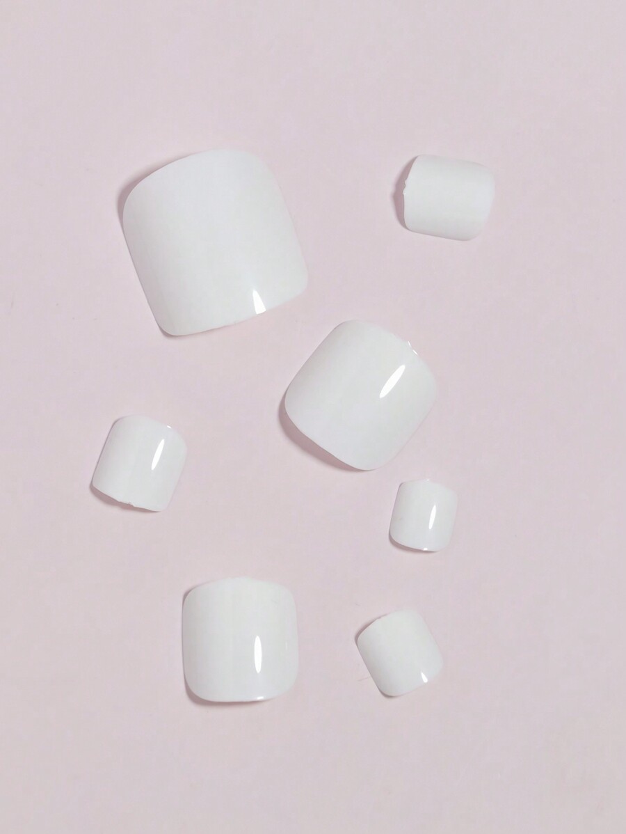 100pcs, White Short Square Toenail Tips, Acrylic False Toenail Tips ...
