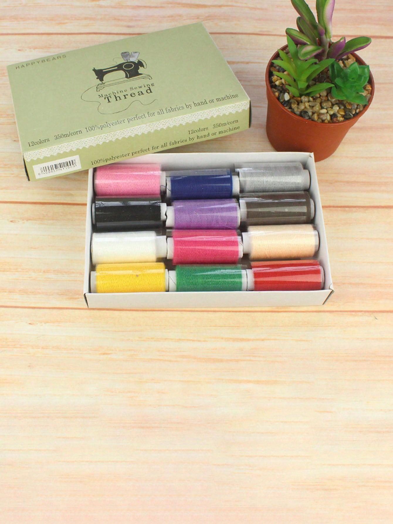 1box/2boxes Set Of Sewing Thread And Mending Needle Kit 12 Colors ...