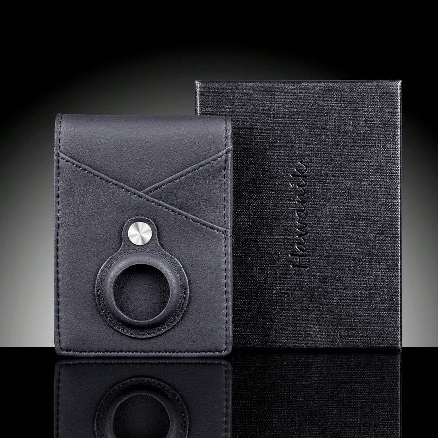 Hawanik Slim Bifold Wallet For AirTag With Spring Money Clip, Mens ...