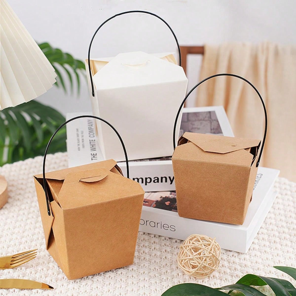 5pcs Disposable Kraft Paper Takeout Boxes For Fried Chicken, Hamburgers ...