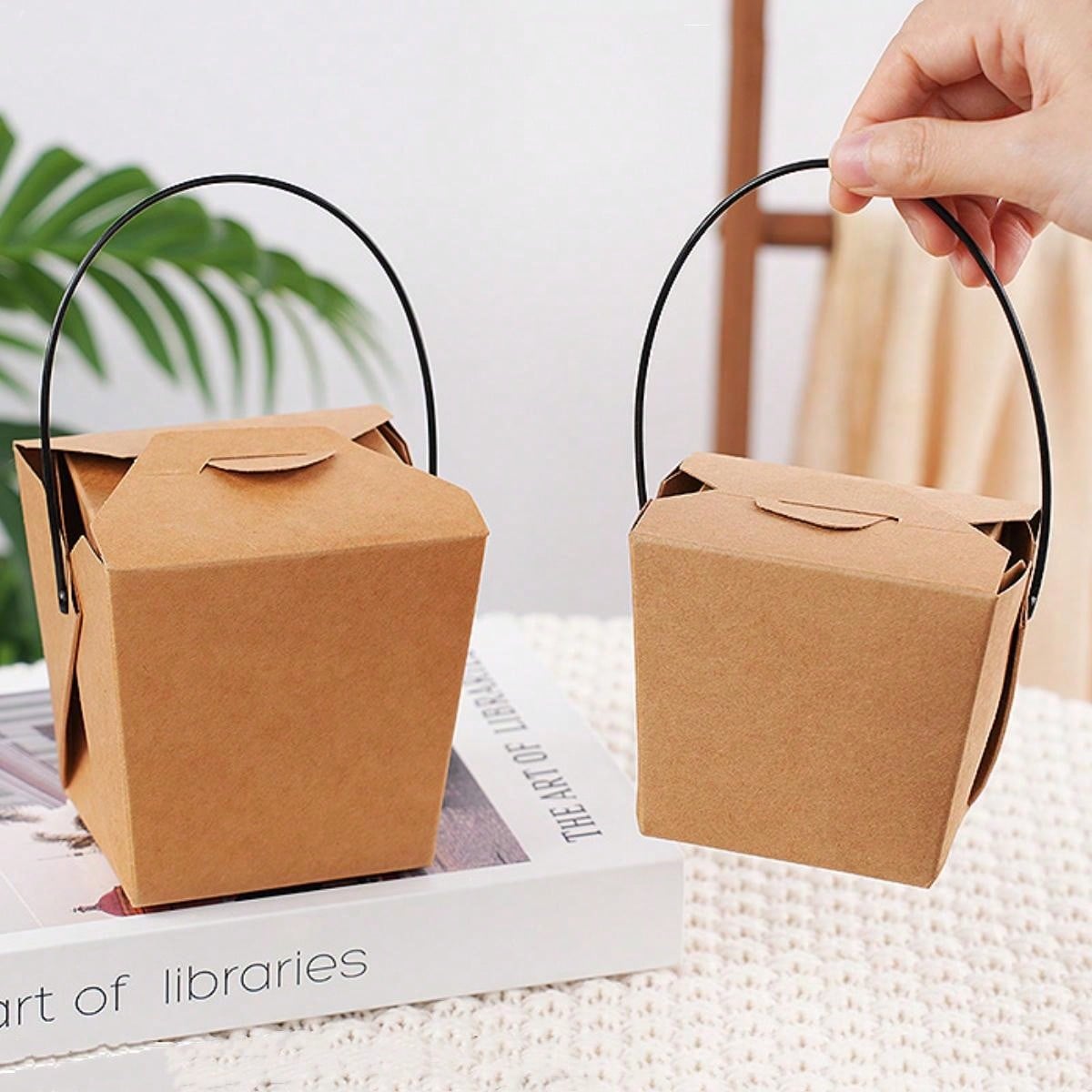 5pcs Disposable Kraft Paper Takeout Boxes For Fried Chicken, Hamburgers ...