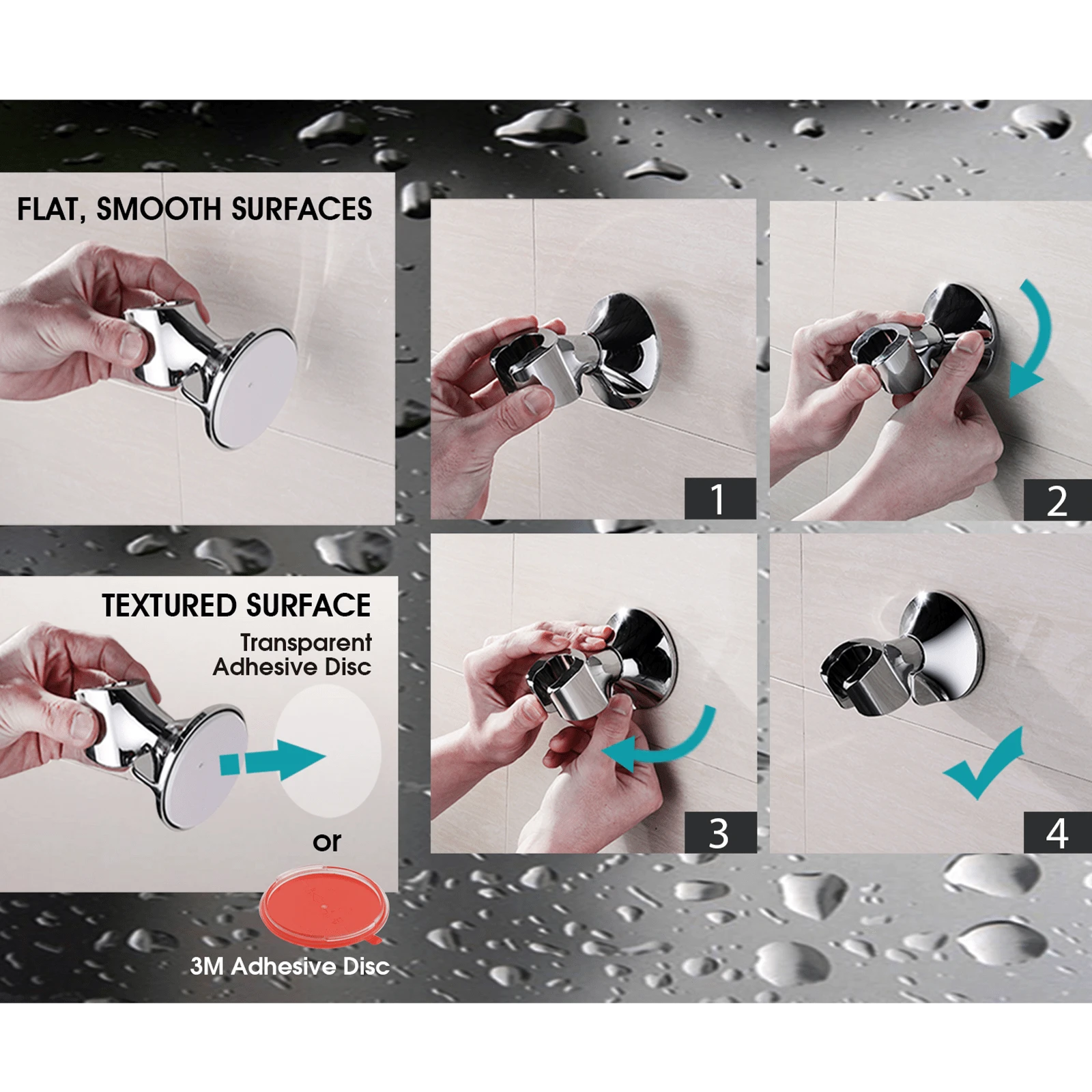 BRIGHT SHOWERS Handheld Shower Head Holder with Dual Angle Positions ...