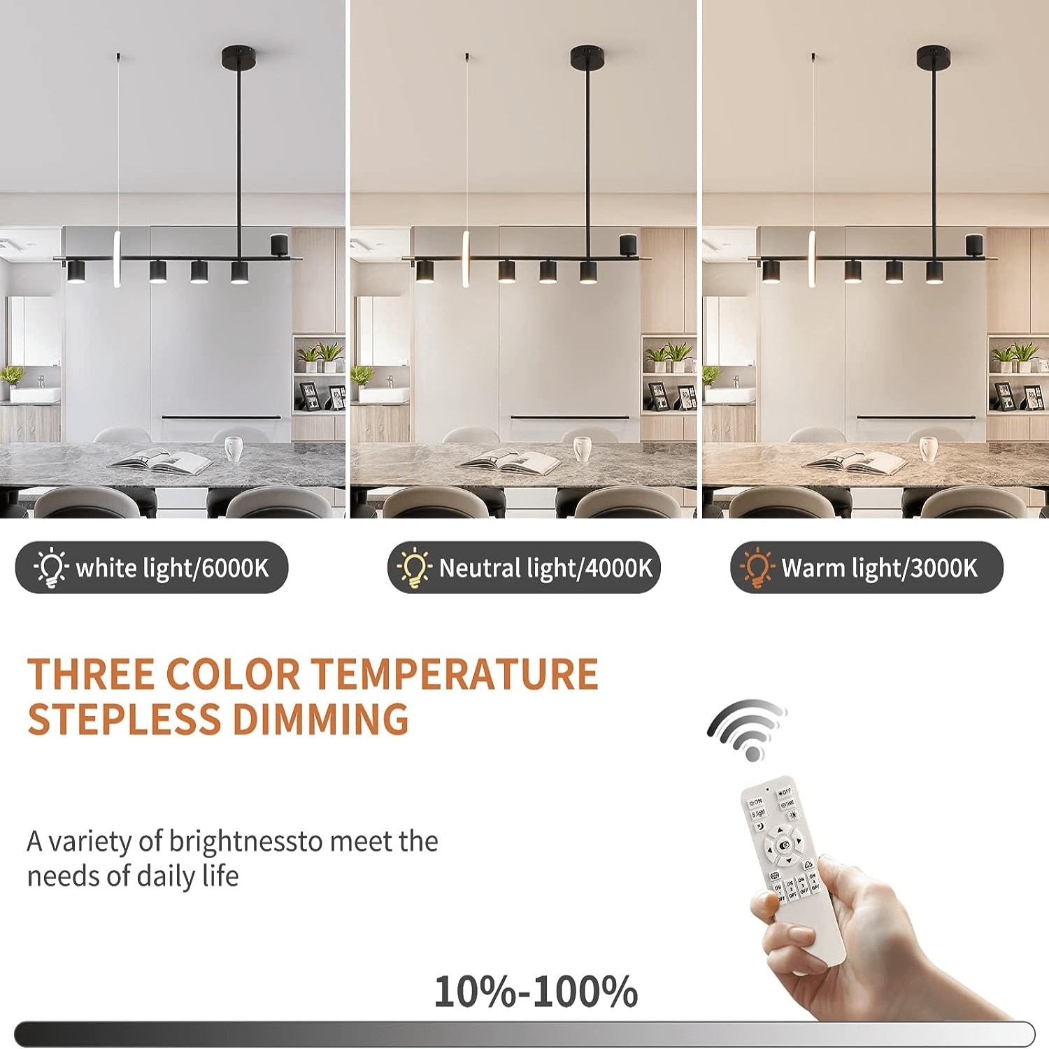 Modern svart taklampa, LED-dimbar hängande armatur med spotlights, 40 ...