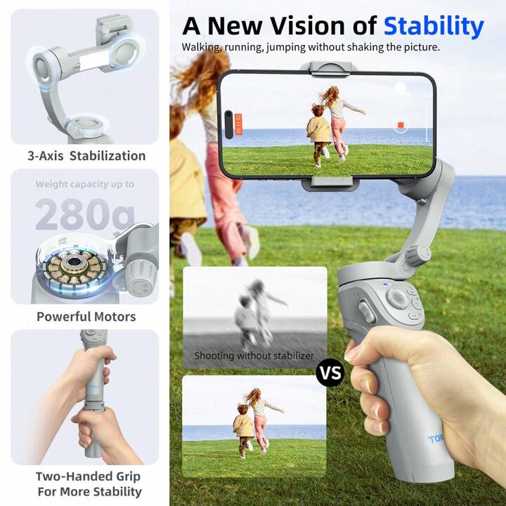 TOKQI M01 Mic Combo - Gimbal Stabilizer For Smartphone, 3-Axis ...