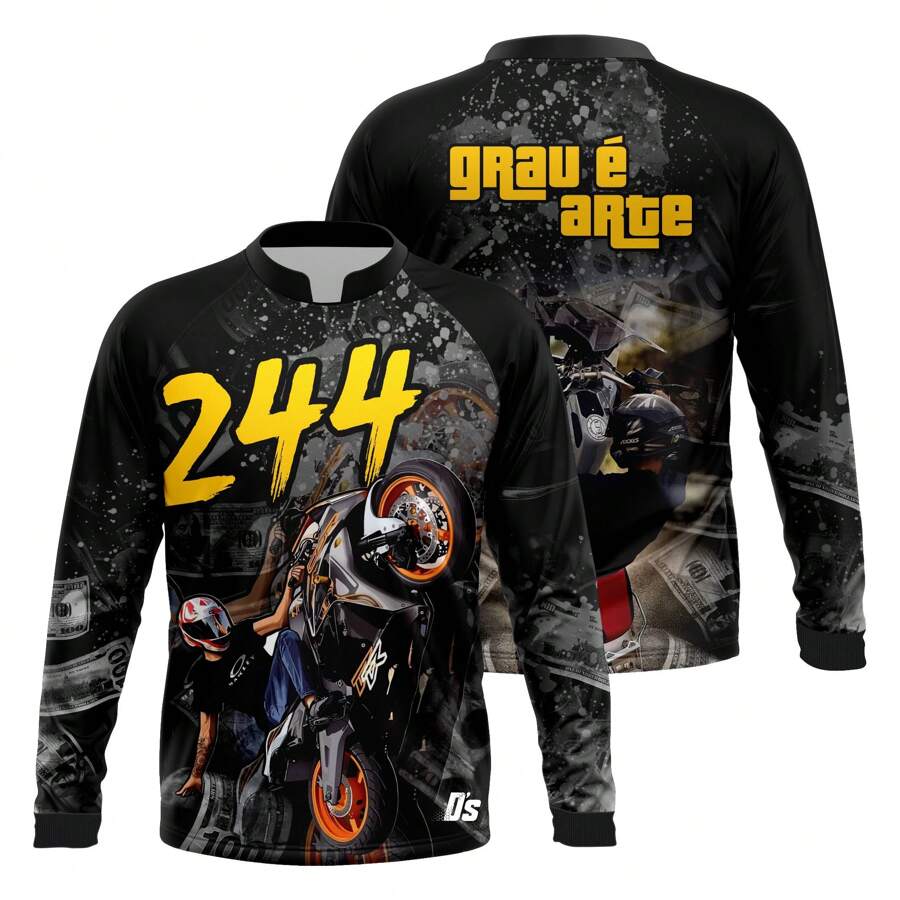 Camiseta Moto Favela Quebrada Grau Não É Crime 244 Manga Longa | SHEIN Brasil