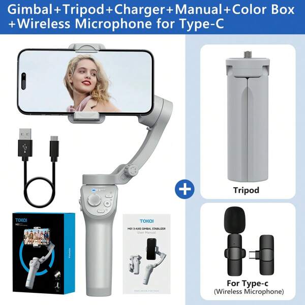 TOKQI M01 Mic Combo - Gimbal Stabilizer For Smartphone, 3-Axis ...