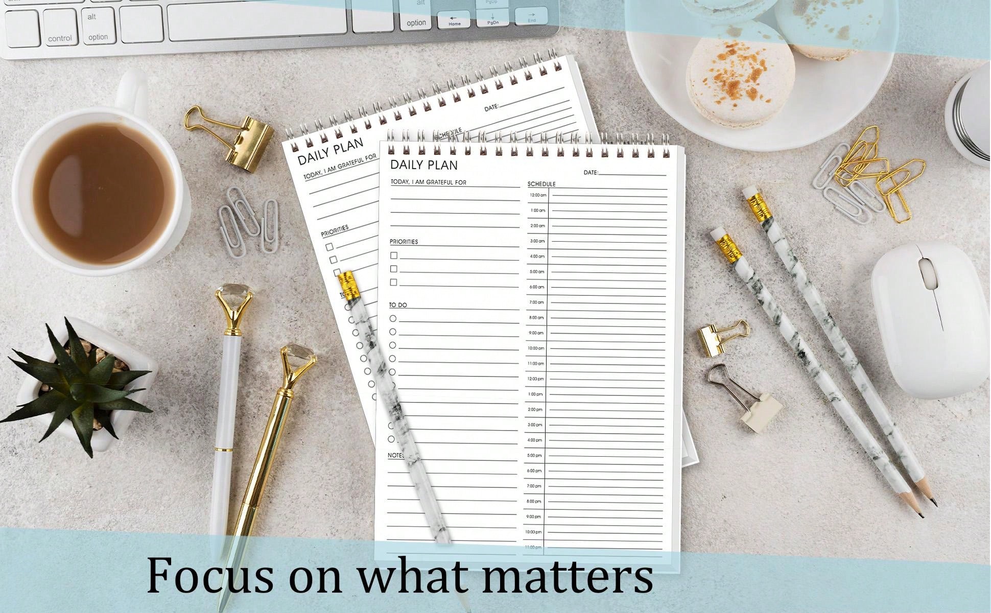 Daily Planner Notebook - Desktop To-Do List Simple Planner Pad Hourly ...