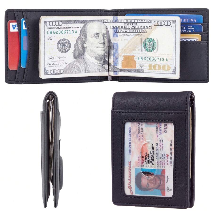 Hawanik Slim Bifold Wallet For AirTag With Spring Money Clip, Mens ...