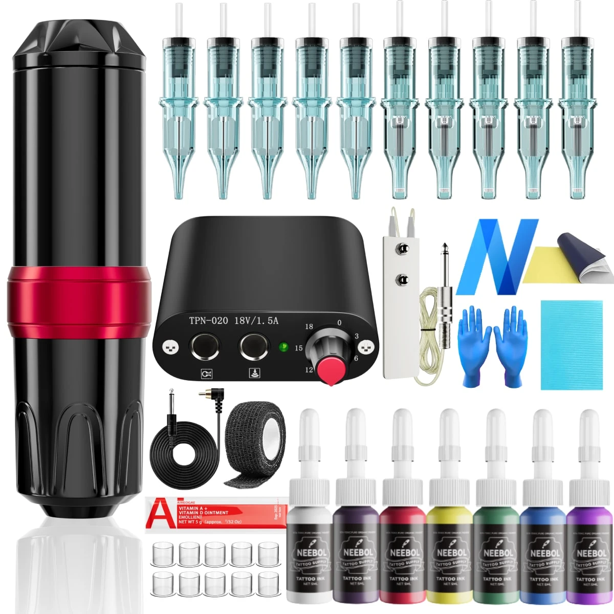 Neebol Kit de máquina de tatuar Neebol, completo con pistola de tatuaje ...