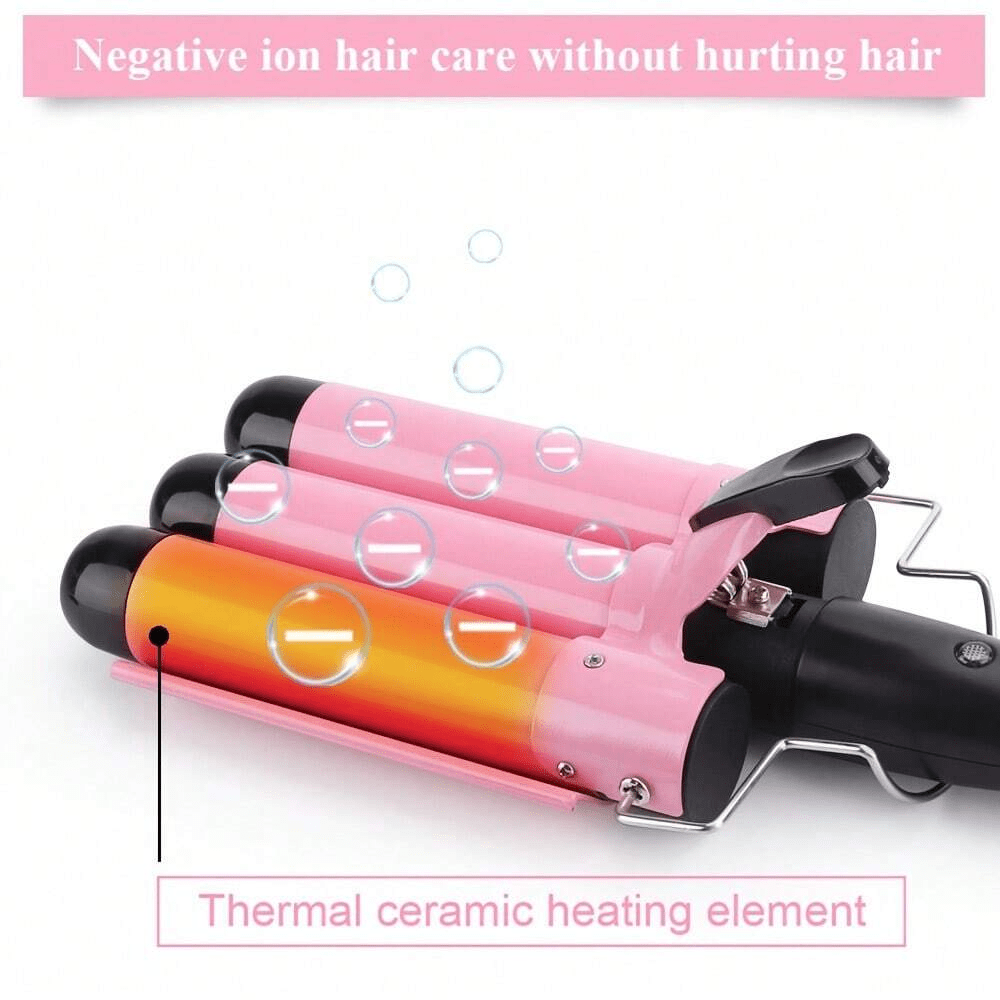 3-Barrel Curling Iron With Adjustable Temperature, Portable Hair Waver ...