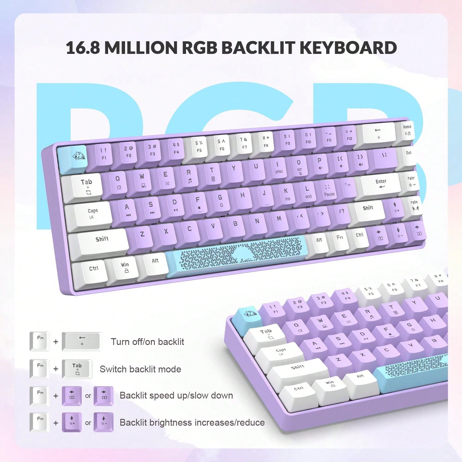 SHEIN-T8-Mechanical Keyboard-Lavender & Blue Switch | SHEIN USA